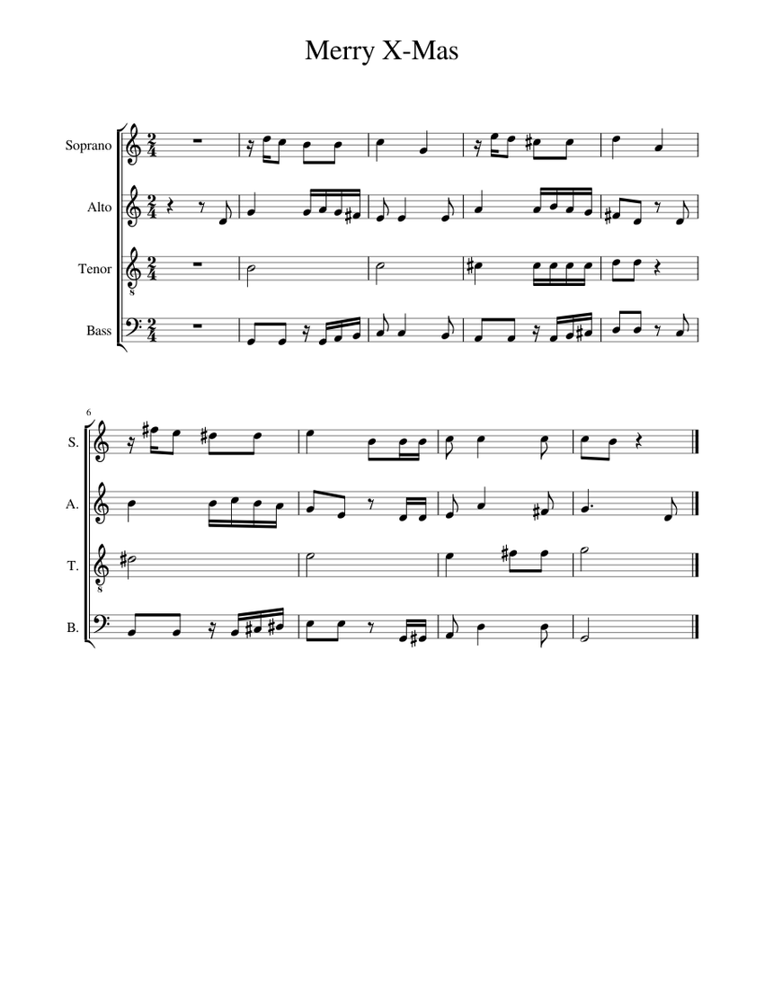 Merry X-Mas Sheet music for Soprano, Alto, Tenor, Bass voice (Choral ...