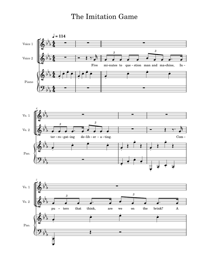 The Imitation Game Sheet music for Piano, Vocals (Mixed Trio ...