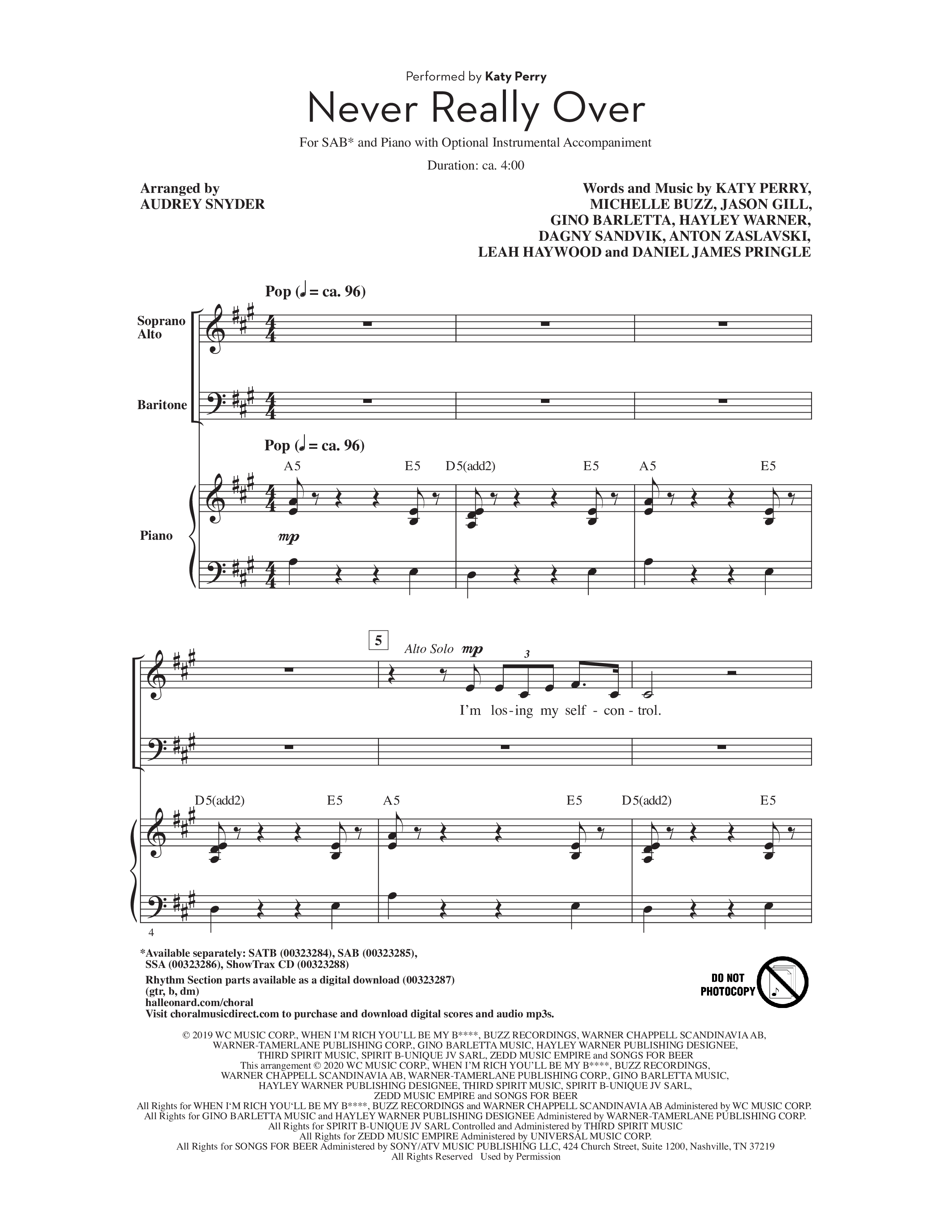 never really over Sheet music for Vocals by Katy Perry Official ...
