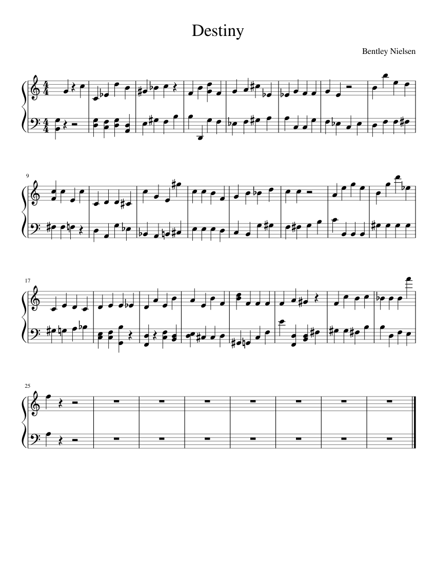 Destiny Sheet music for Piano (Solo) | Download and print in PDF or ...