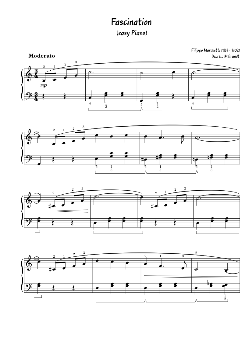 Fascination - Filippo Marchetti Sheet music for Piano (Solo) Easy ...