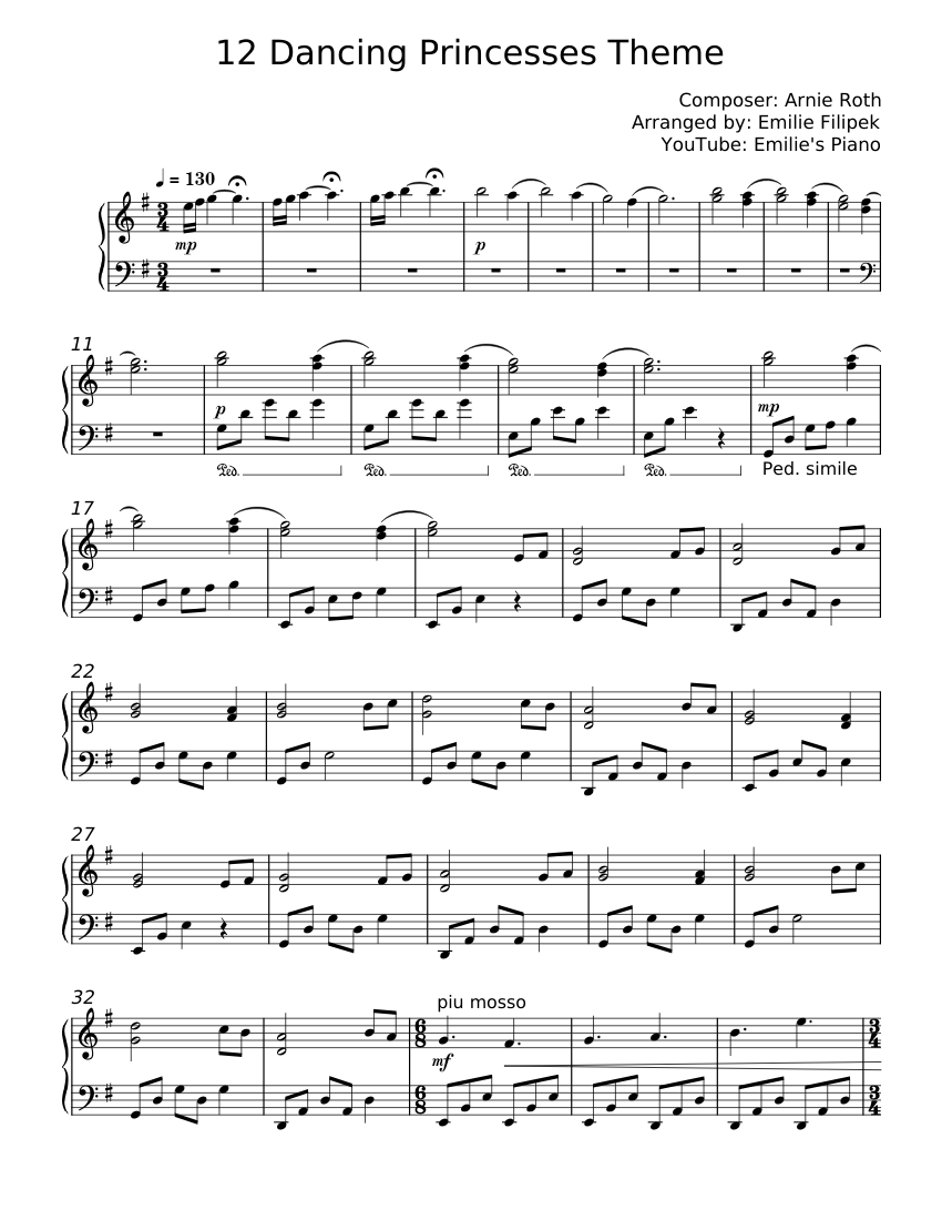 Barbie© 12 Dancing Princesses Theme - Arnie Roth Sheet music for Piano ...