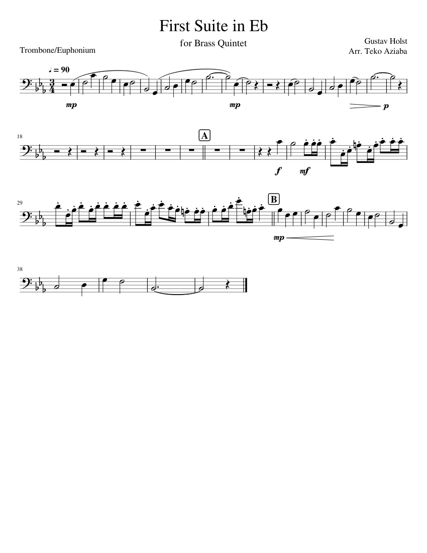 First Suite in Eb-Trb-Euph. Sheet music for Trombone (Solo) | Musescore.com
