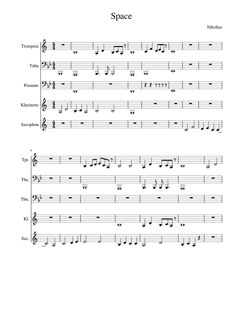 Space Sheet music for Trombone, Tuba, Clarinet other, Saxophone other ...