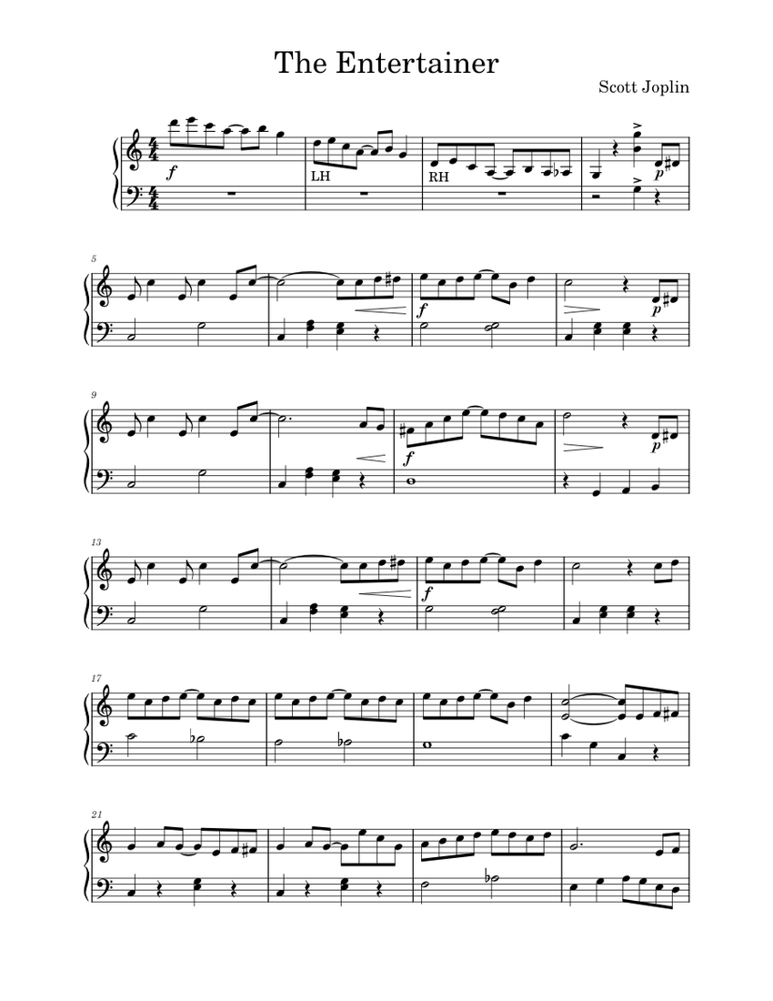 The Entertainer – Scott Joplin (easy ver.) Sheet music for Piano (Solo ...