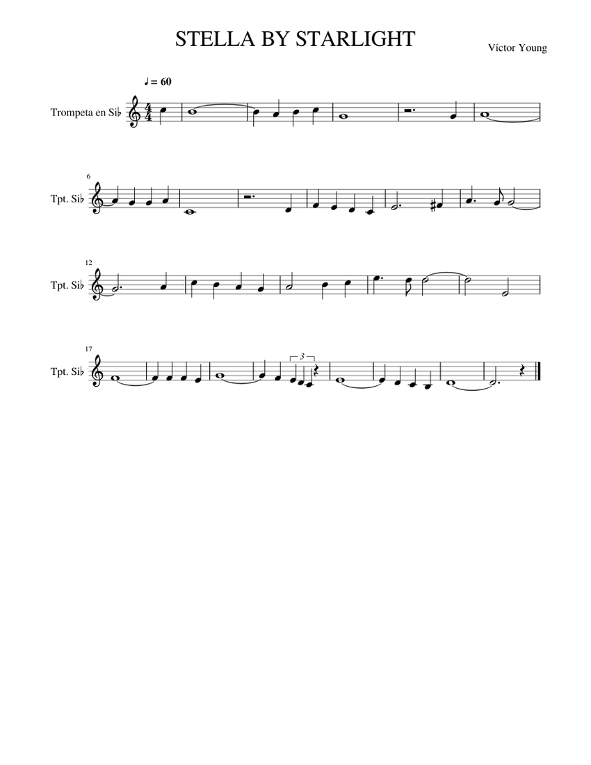 STELLA BY STARLIGHT Sheet music for Piano, Trumpet in b-flat (Solo ...