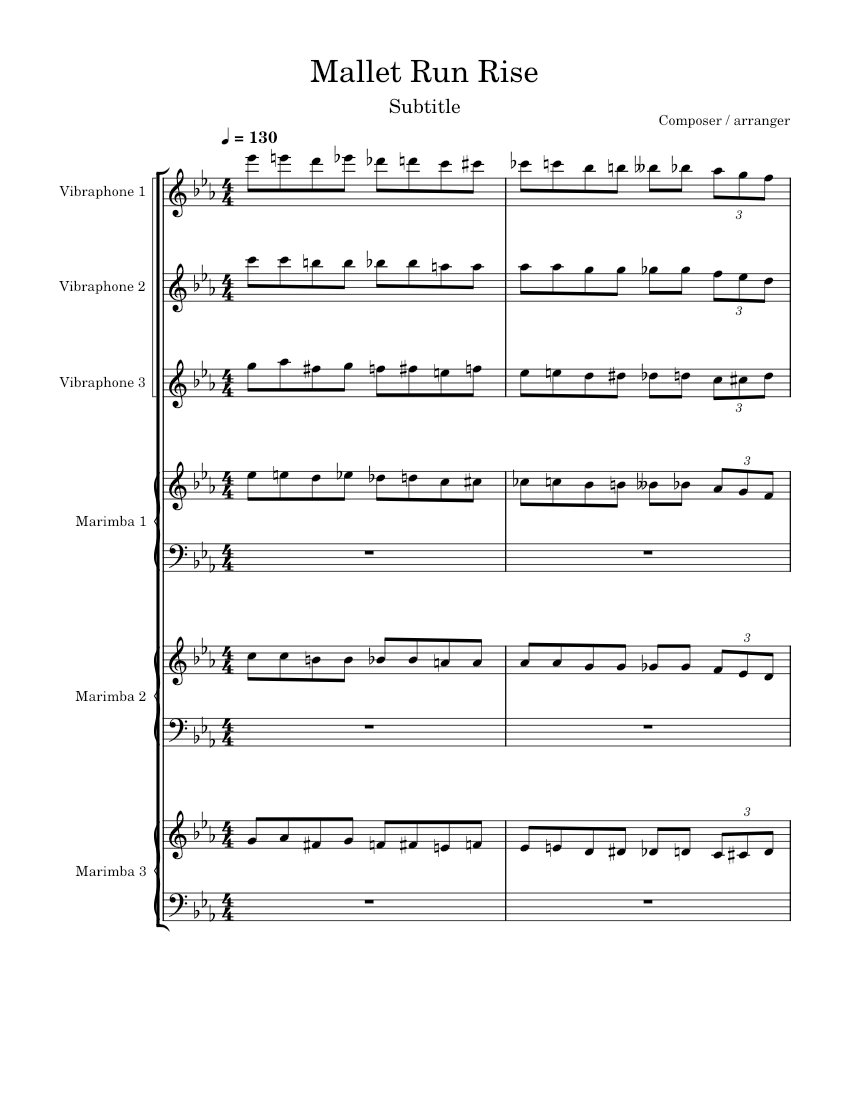 Mallet Run Rise Sheet music for Vibraphone, Marimba (Percussion ...