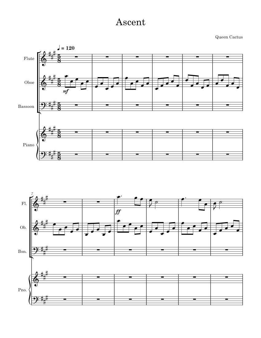 Ascent Sheet music for Piano, Flute, Oboe, Bassoon (Mixed Quartet ...