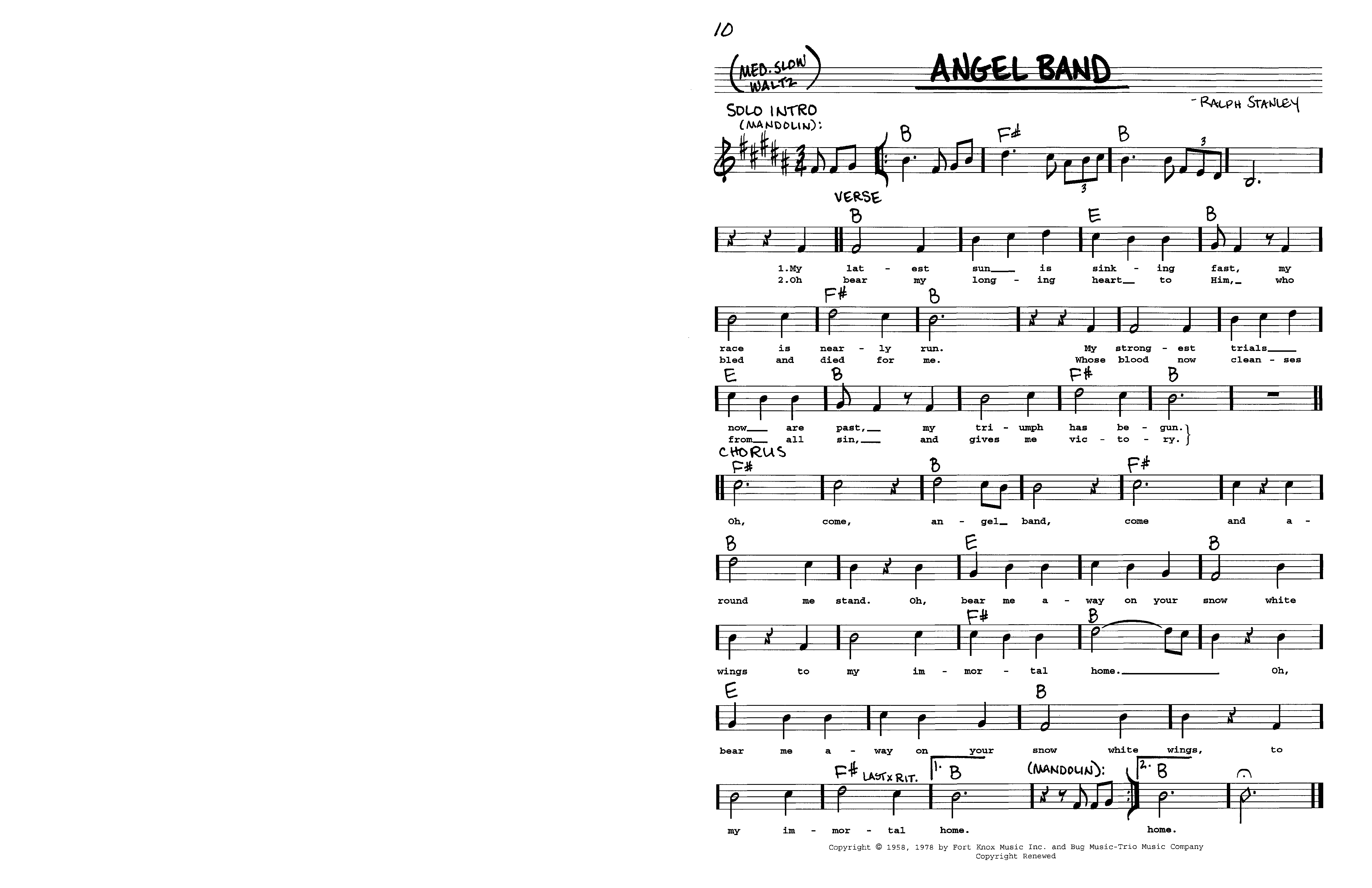 angel band Sheet music for Piano, Vocals by The Stanley Brothers ...