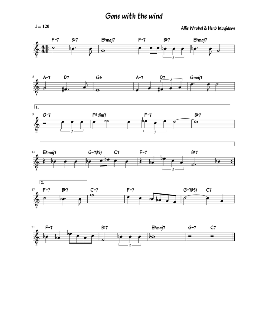 Gone with the wind Sheet music for Guitar (Solo) | Musescore.com