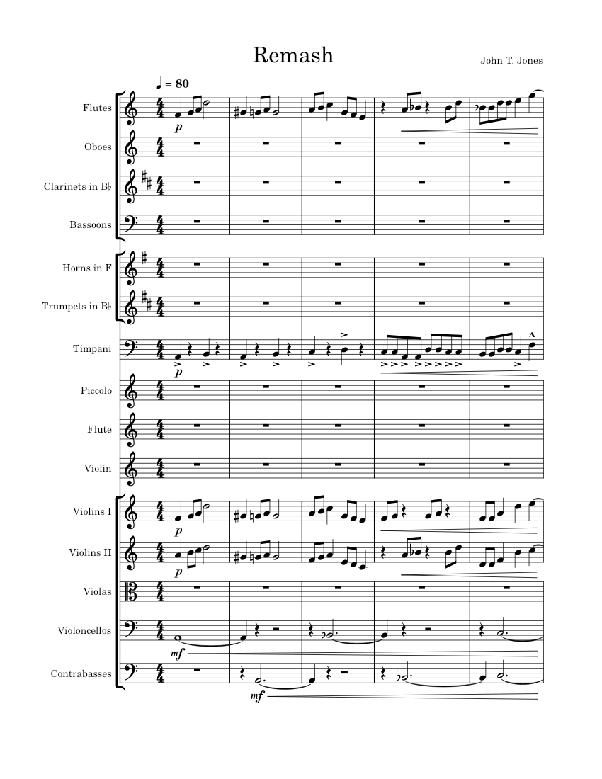 Remash Sheet music for Flute piccolo, Flute, Oboe, Clarinet in b-flat & more instruments (Mixed ...