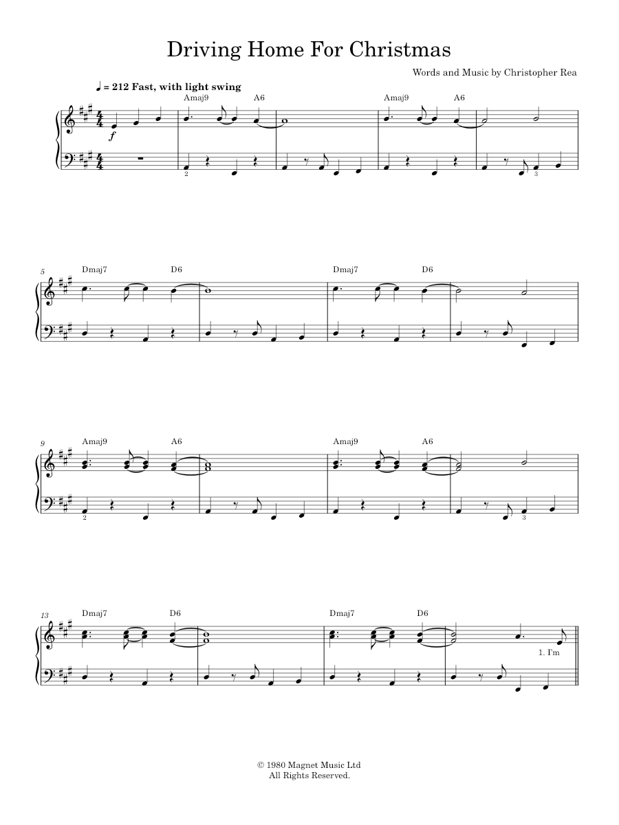 Play Official version of Driving home for christmas Sheet Music by ...