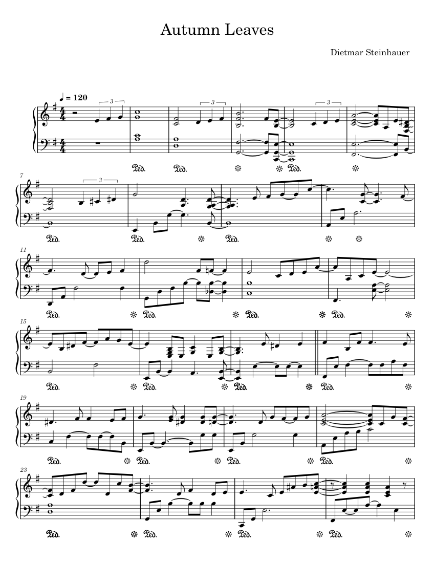 Autumn Leaves - Dietmar Steinhauer Sheet music for Piano (Solo ...
