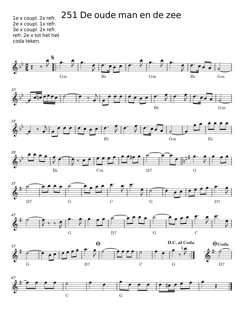 De oude man en de zee Sheet Music for Piano (Solo) Easy | MuseScore.com
