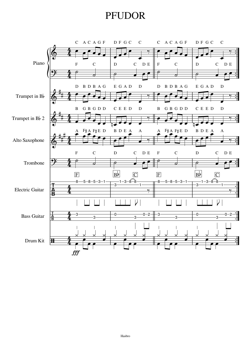 Pink fluffy unicorns dancing on rainbows Sheet Music and Tab with ...