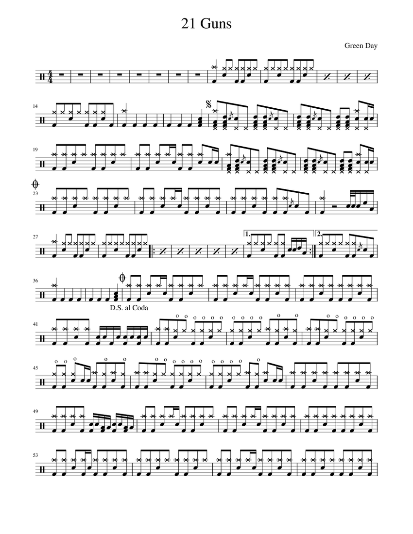 Green day - 21 Guns Sheet music for Drum Group (Solo) | Musescore.com
