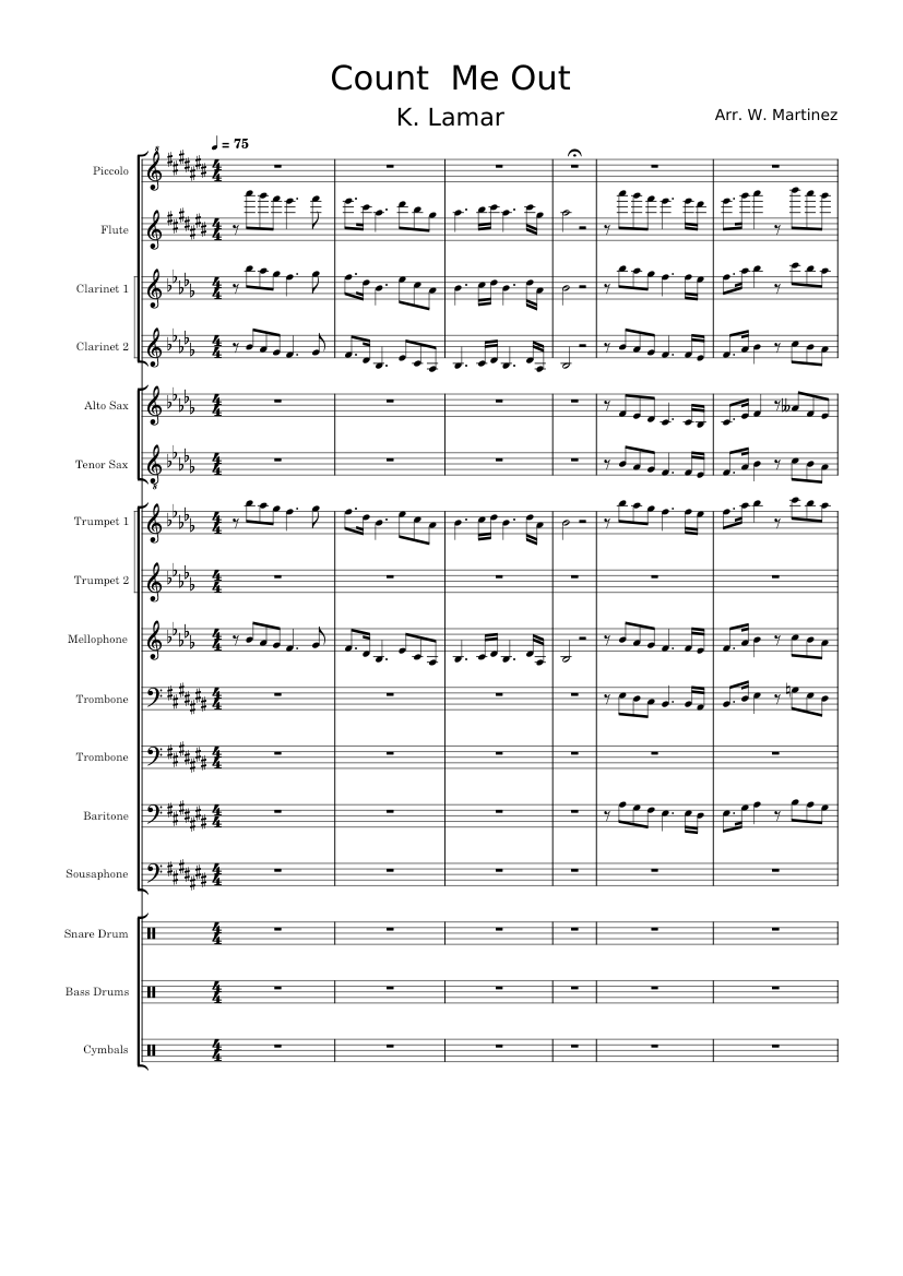 Count Me Out - Kendrick Lamar/W. Martinez Sheet Music for Trombone ...