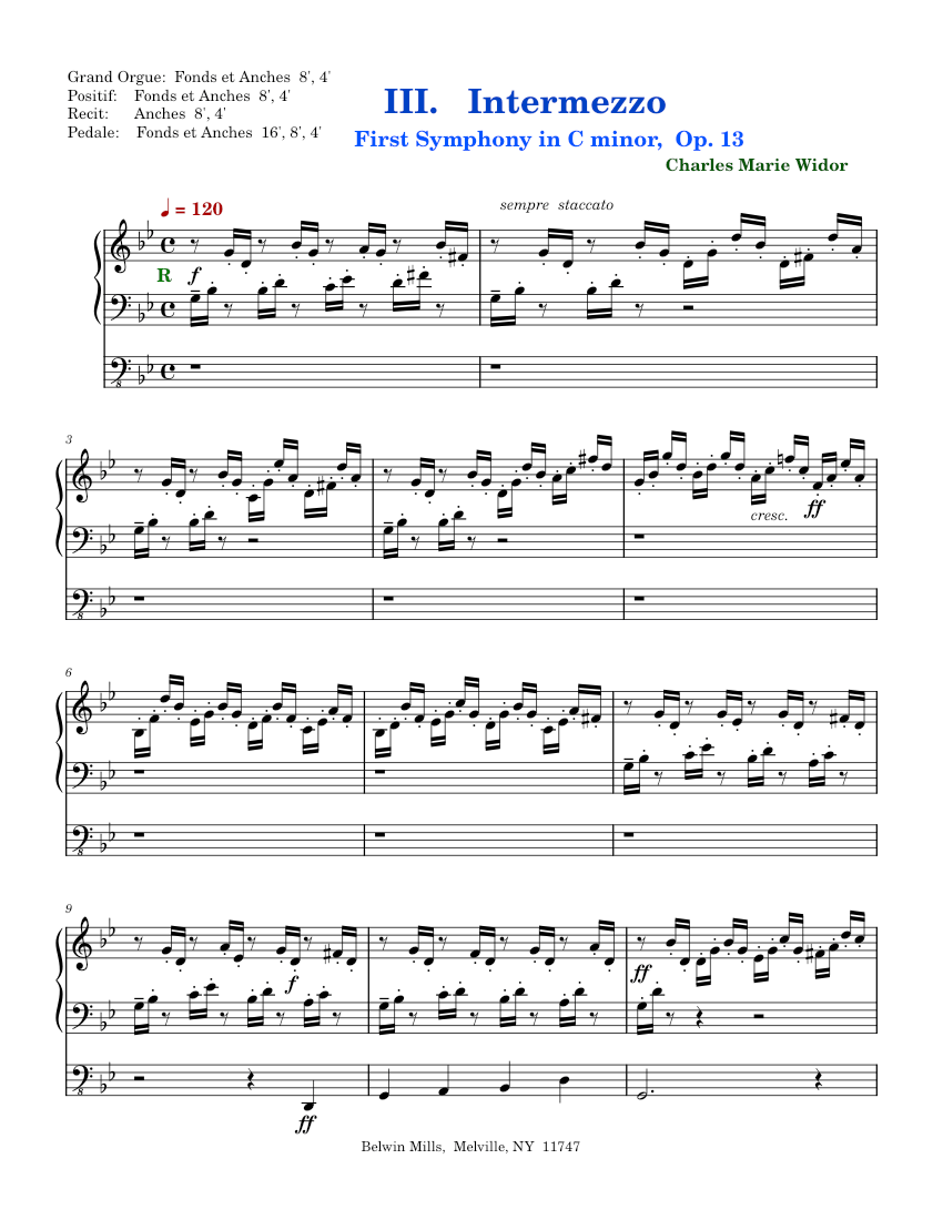 III. Intermezzo , Symphony No. 1 in C minor, Op. 13 Sheet music for ...