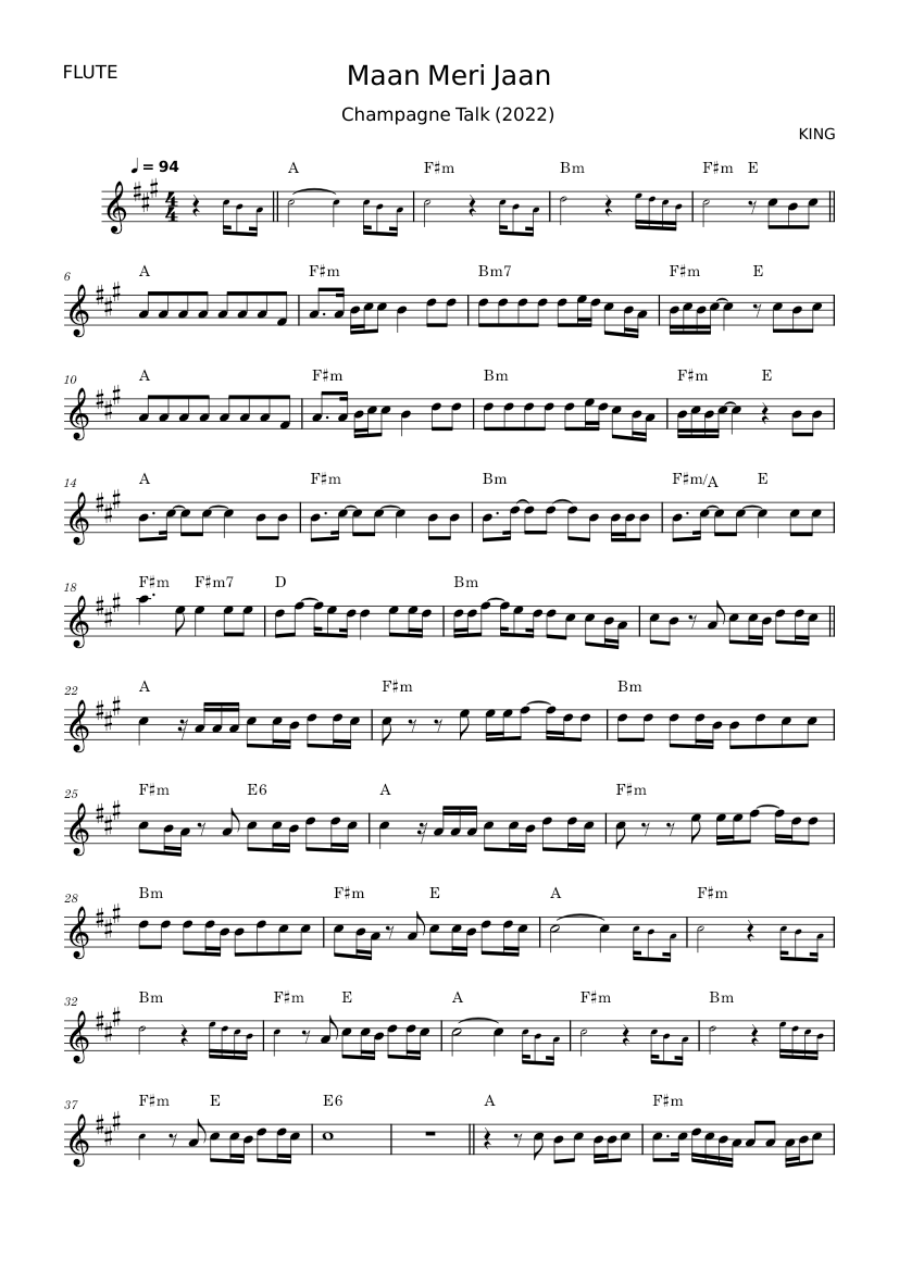 Maan Meri Jaan Sheet Music with Chords for Piano (Solo) Easy ...