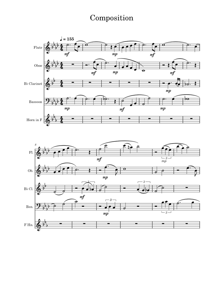 Woodwind Arrangement Sheet music for Flute, Clarinet (In B Flat ...