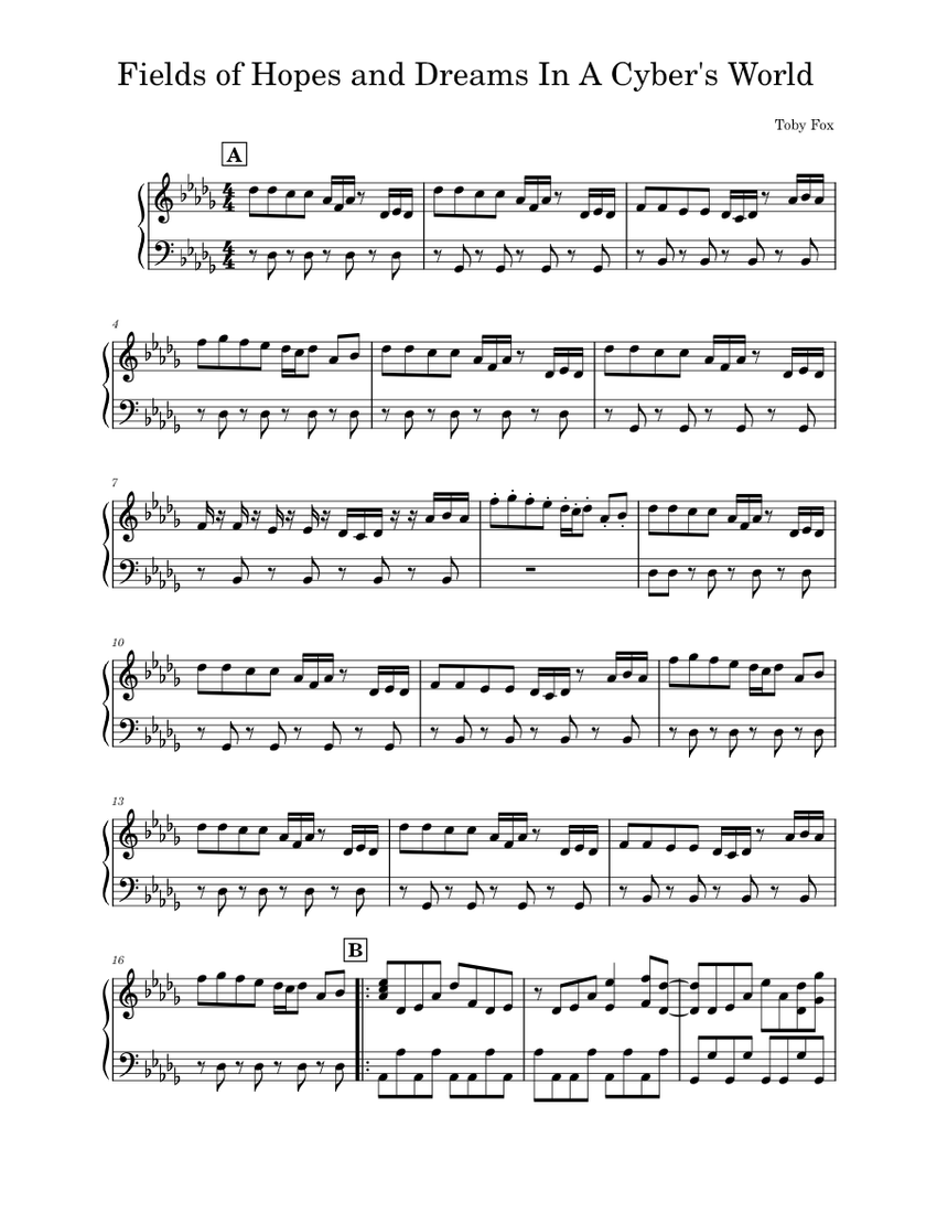 Field of Hopes And Dreams – Toby Fox The Field of Hopes and Dreams In A Cyber's World Sheet ...
