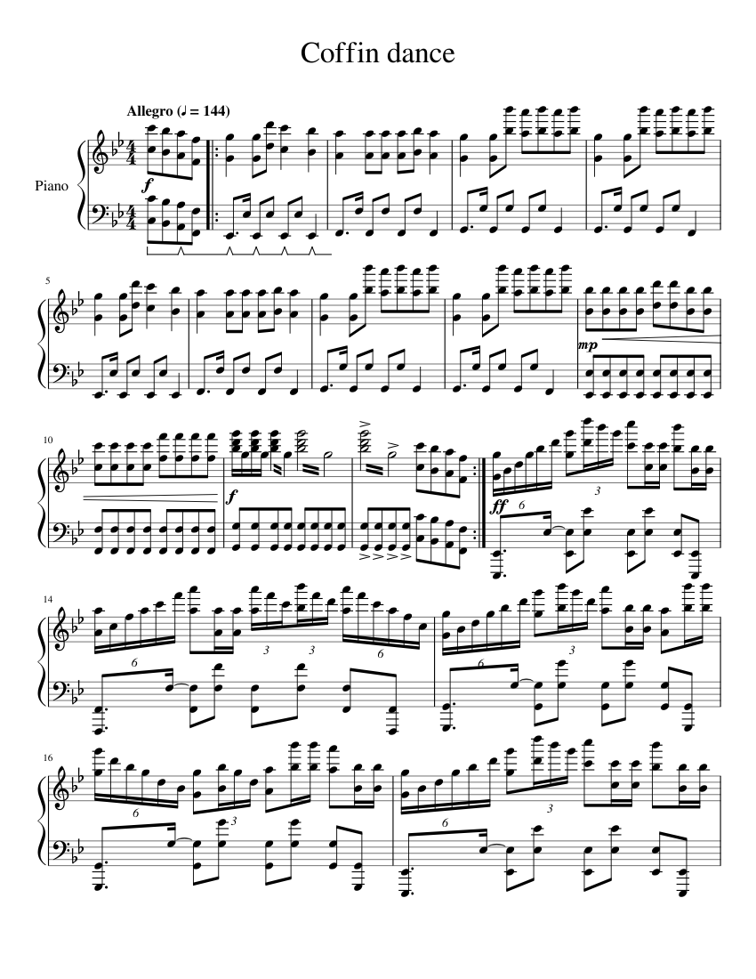 Coffin dance Etude Sheet music for Piano (Solo) | Musescore.com