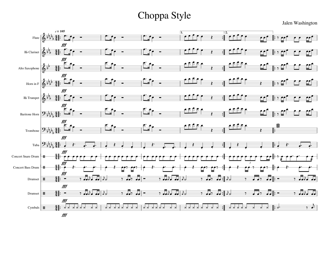 Choppa Style Sheet Music for Trombone, Tuba, Flute, Clarinet in b-flat & more instruments (Mixed ...