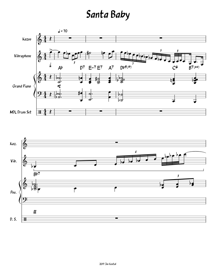 Eartha Kitt - Santa Baby (Jazz Reharmonization) Sheet music for Piano ...