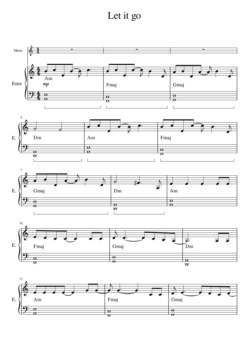 Let It Go – Kristen Anderson-Lopez & Robert Lopez Sheet music for Piano ...