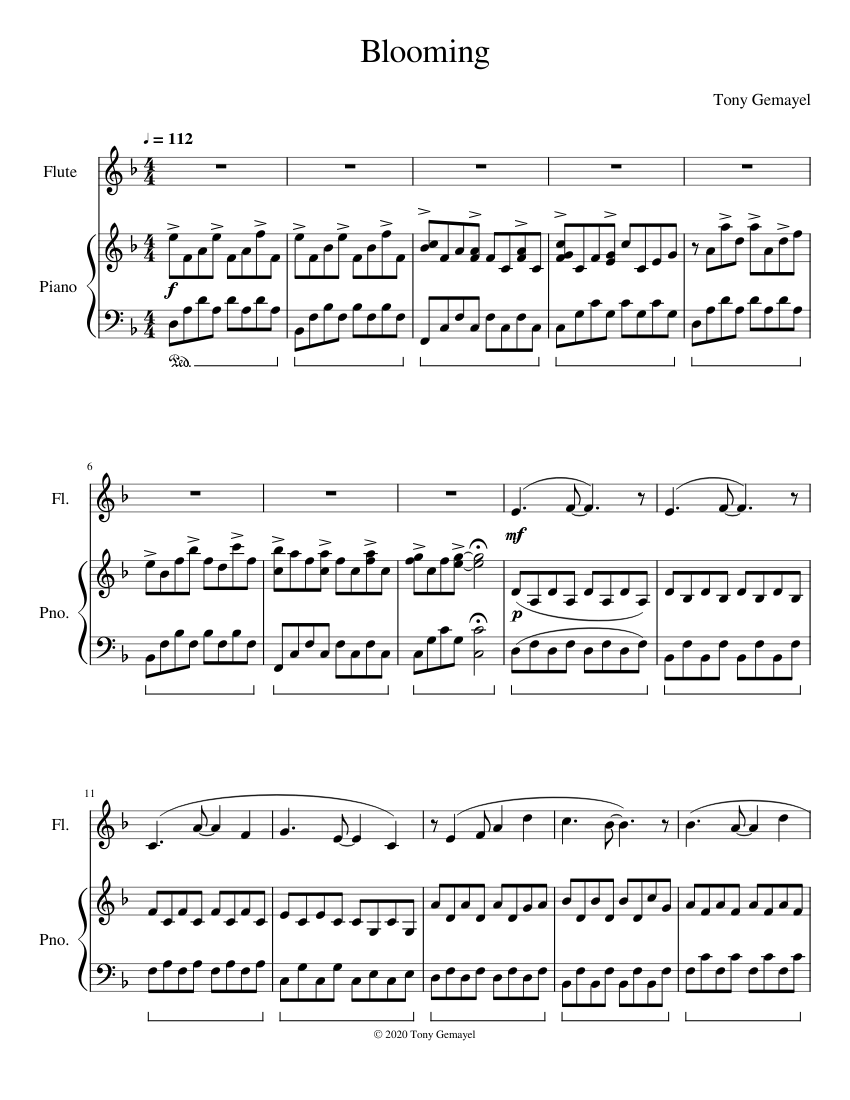 Blooming Sheet music for Piano, Flute (Mixed Duet) | Musescore.com