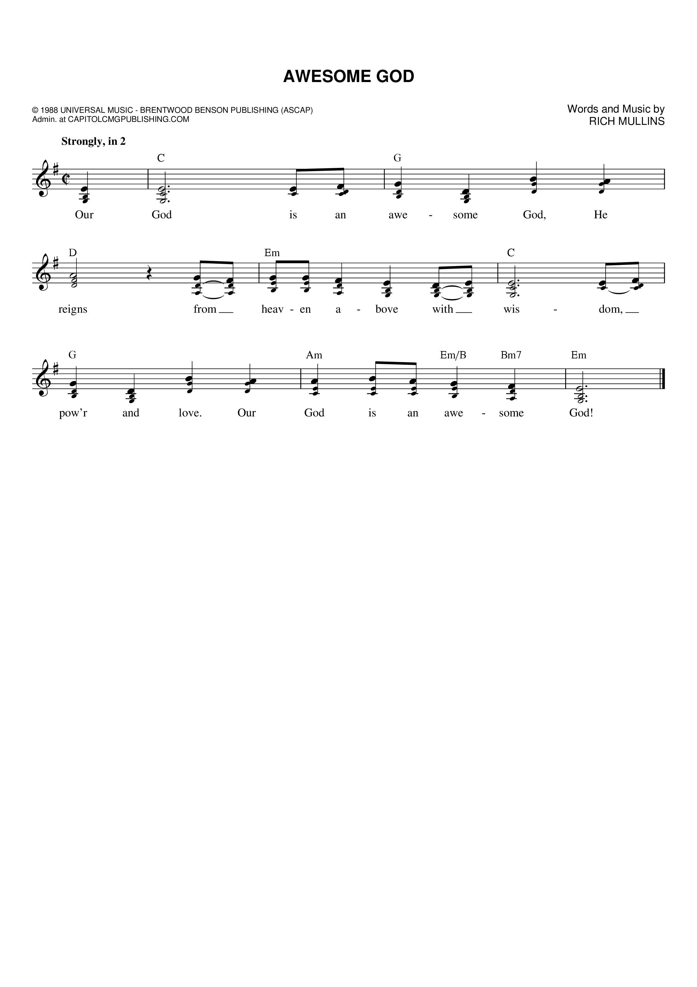 Play Official version of Awesome god Sheet Music by Rich Mullins for ...