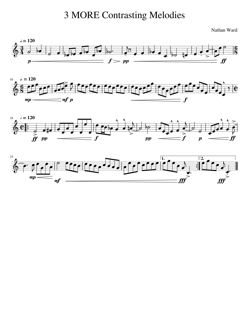 3 MORE Contrasting Melodies Sheet music for Piano (Solo) | Musescore.com