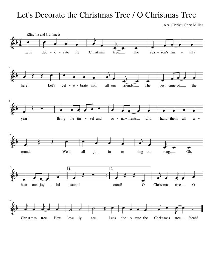 Let's Decorate the Christmas Tree / O Christmas Tree Sheet music for ...