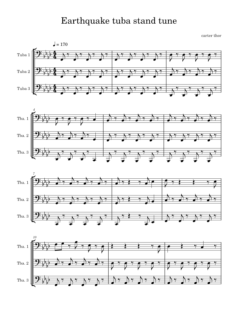 Earthquake tuba stand tune Sheet music for Tuba (Brass Ensemble ...