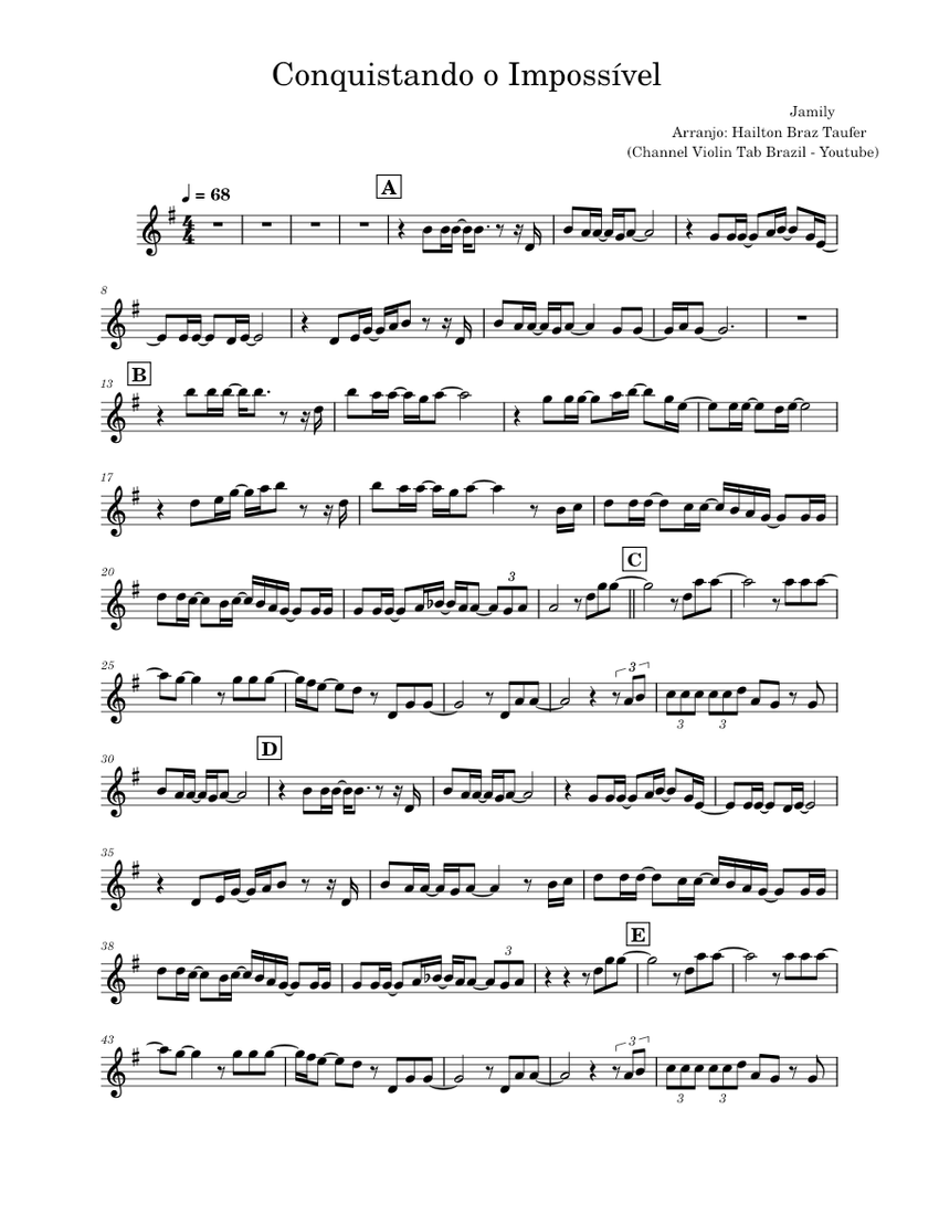 Conquistando o impossível – Jamily (Channel Violin Tab Brazil - Youtube ...