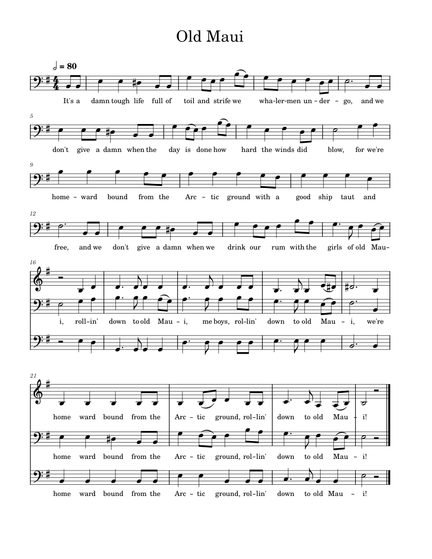 Rolling Down to Old Maui – Misc Traditional Sheet music for Piano ...