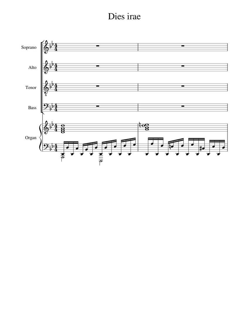 Dies irae Sheet music for Soprano, Alto, Tenor, Bass voice, Organ ...