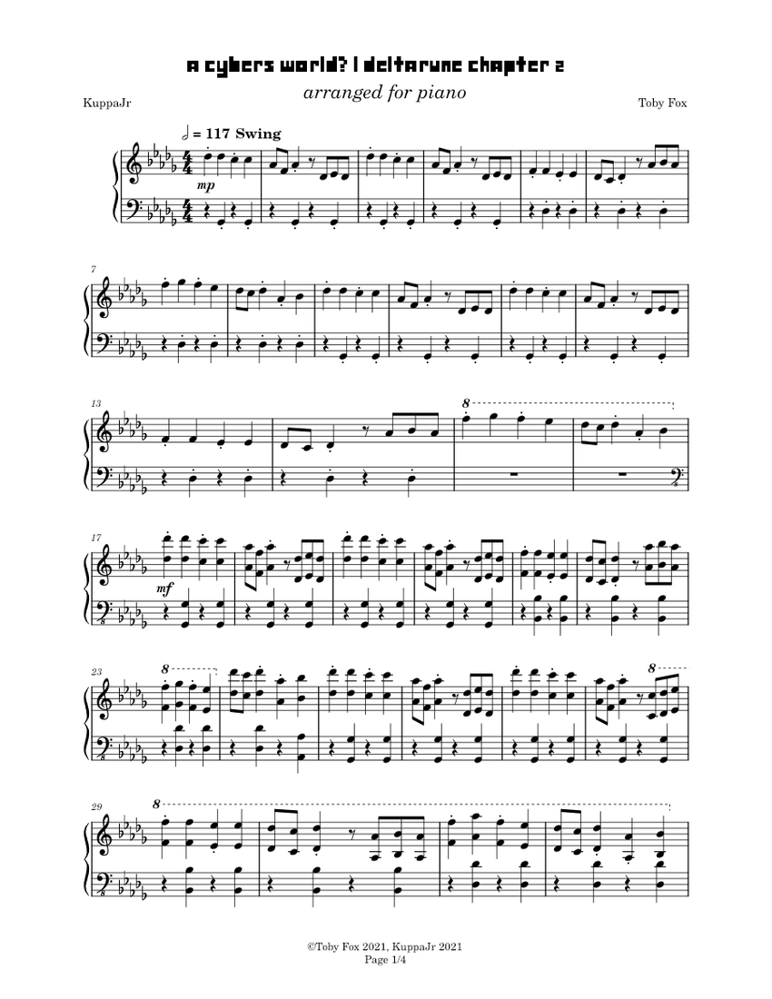 A CYBER'S WORLD? | Deltarune Chapter 2 (Piano Arrangement) Sheet music for Piano (Solo ...