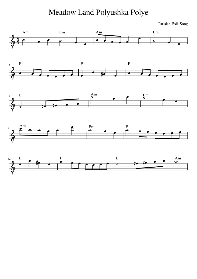 Meadow Land Polyushka Polye Sheet music for Guitar (Solo) | Musescore.com