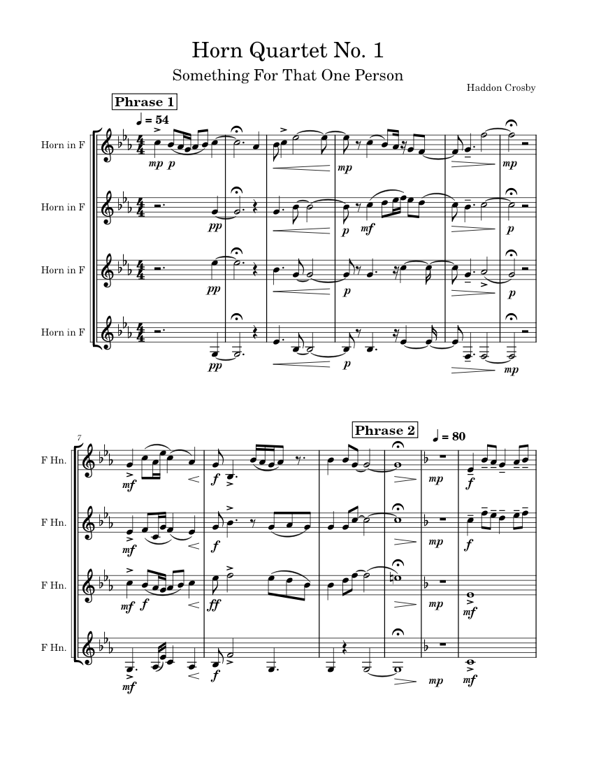 Horn Quartet Phrase 3 Sheet music for French horn (Brass Quartet) | Musescore.com