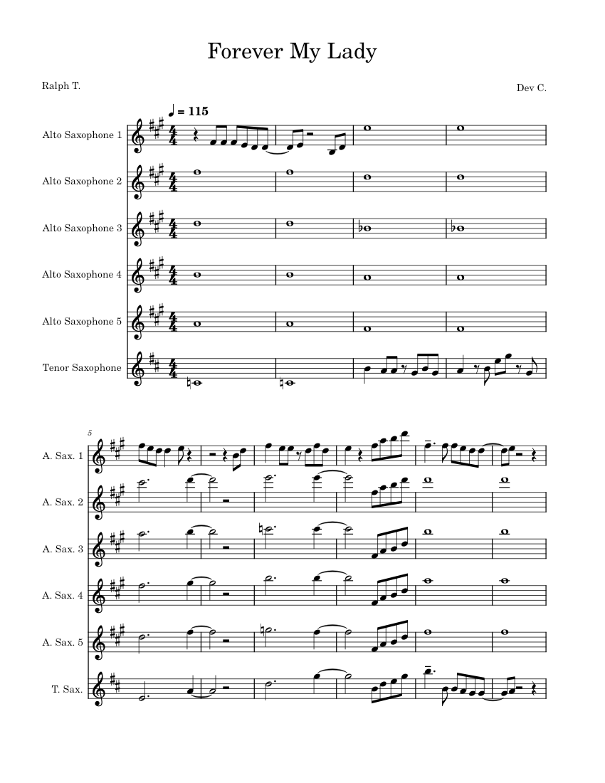 Forever My Lady Sheet music for Saxophone alto, Saxophone tenor ...