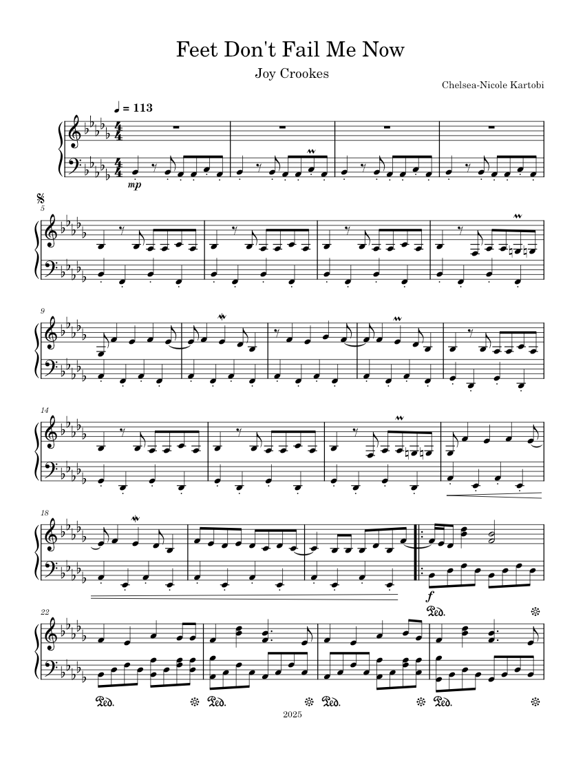 Feet Don't Fail Me Now – Treehouse Tunes Sheet Music for Piano (Solo ...