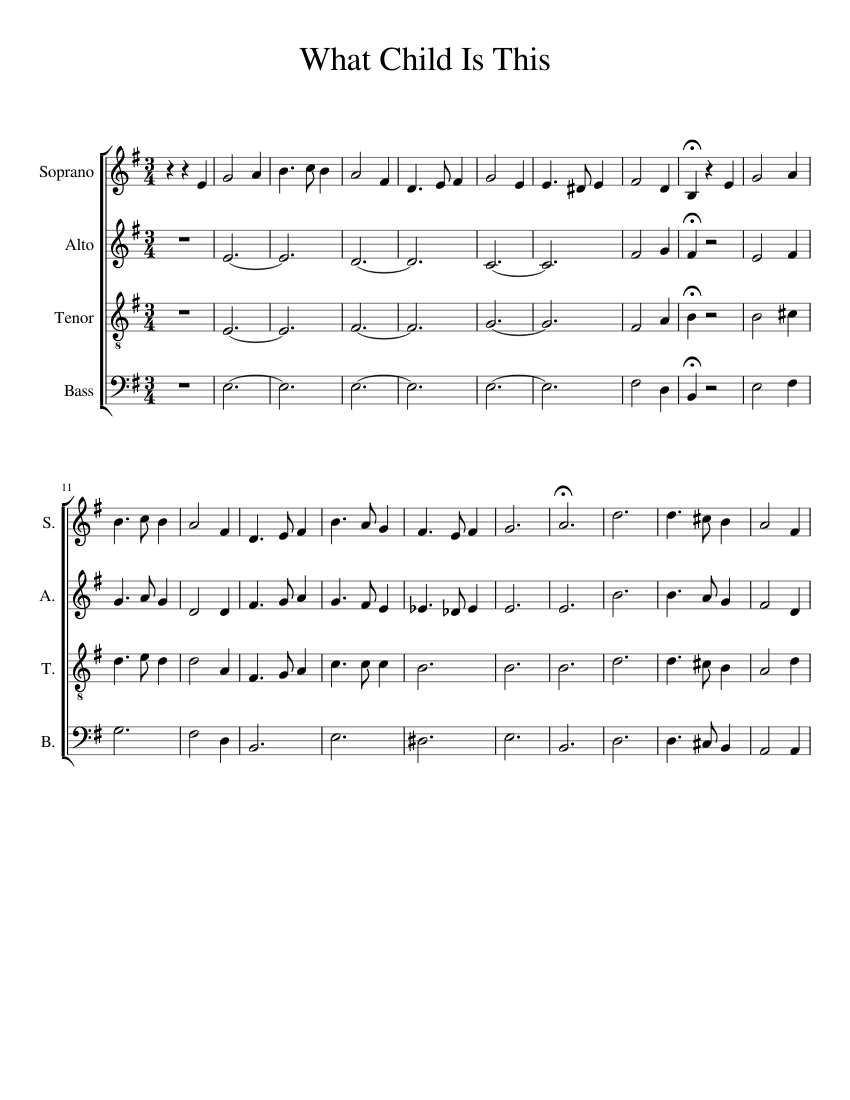 What Child Is This Sheet music for Soprano, Alto, Tenor, Bass voice ...