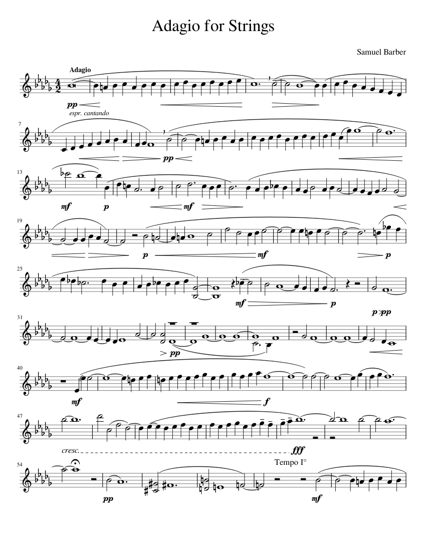 Adagio_for_Strings violin Sheet music for Violin (Solo) | Musescore.com