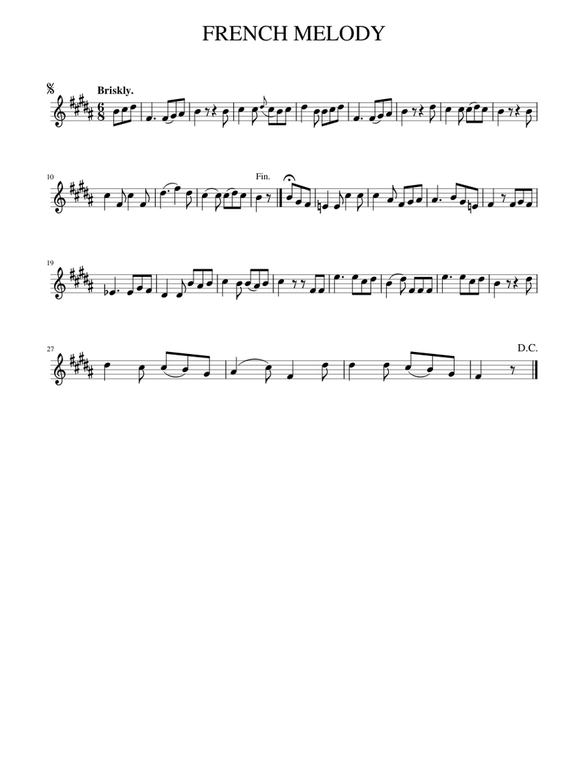 FRENCH MELODY Sheet music for Piano (Solo) Easy | Musescore.com
