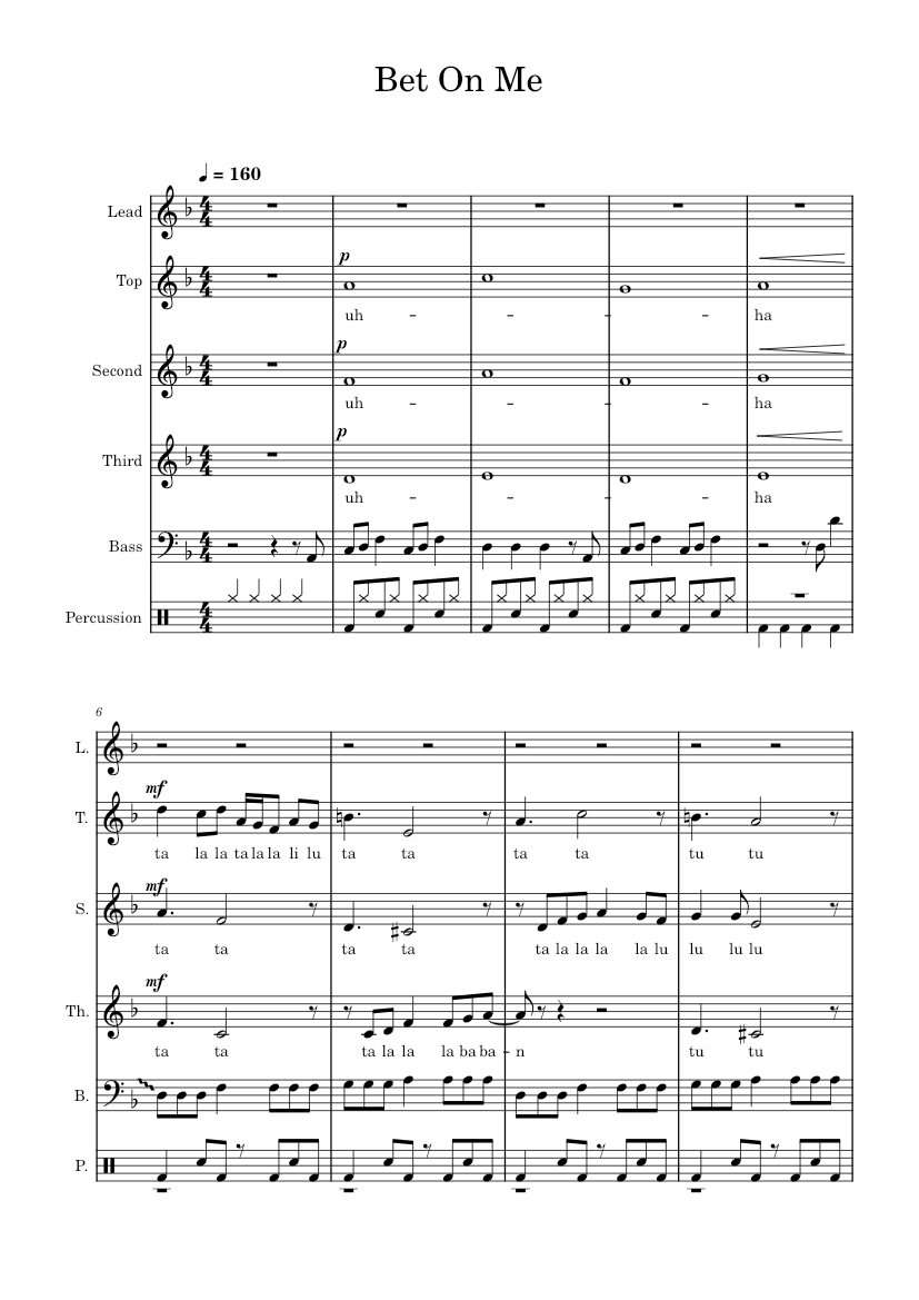 Bet On Me Sheet Music for Piano, Bass guitar, Drum (other) (A Capella) | MuseScore.com