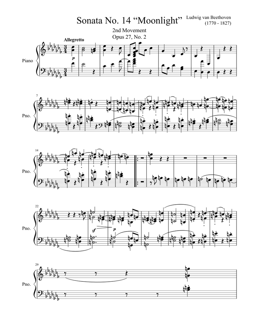 Moonlight Sonata Sheet music for Piano (Solo) | Musescore.com