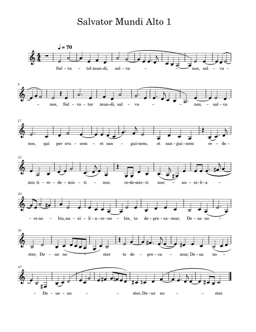 Salvator Mundi – Thomas Tallis Sheet music for Alto (Solo) | Musescore.com