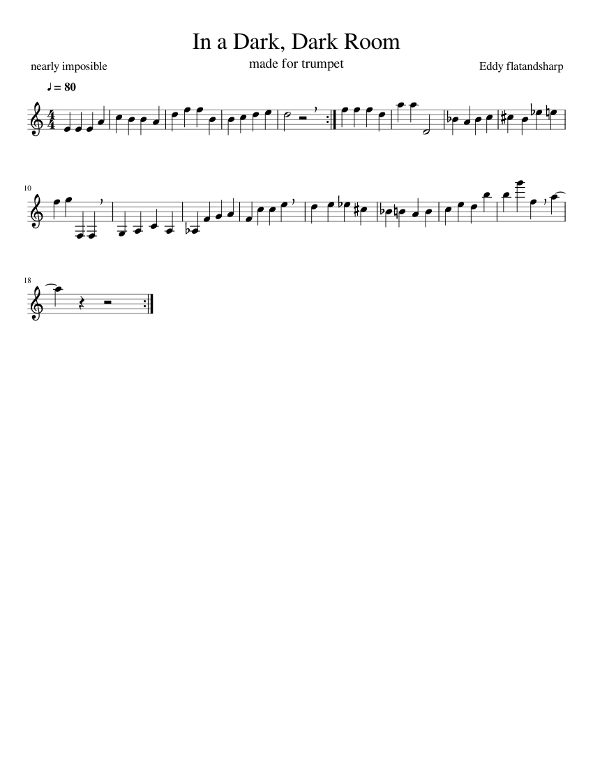 In a Dark Dark Room... Sheet music for Trumpet in b-flat (Solo ...