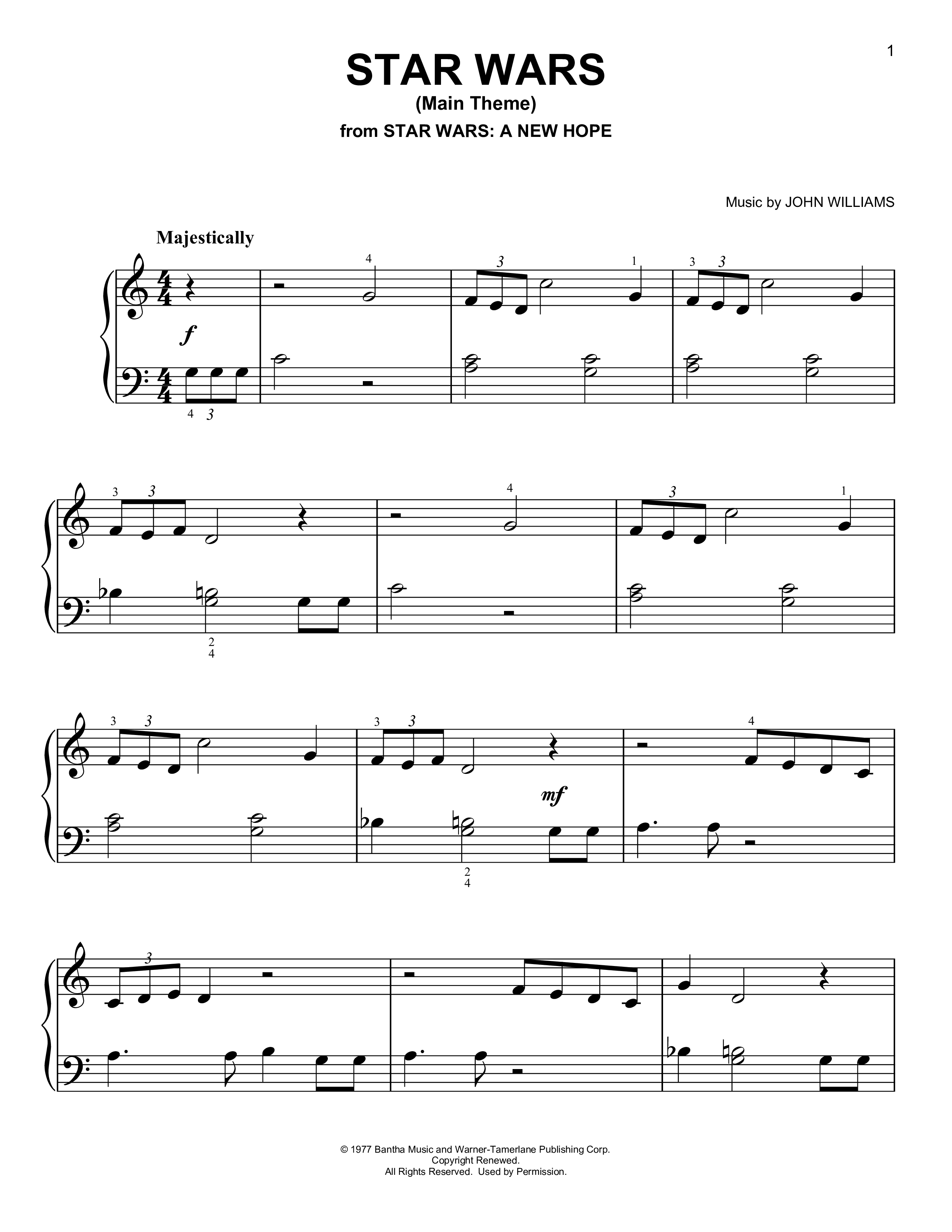 Play Official version of Star Wars sheet music by John Williams for Piano | MuseScore.com